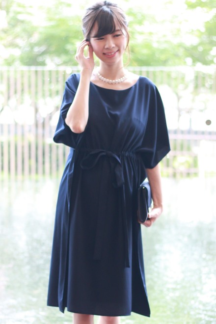 Sailey（サイリー）～【nano universe】シンプルネイビーModeシャーリングドレス～ コーデ5点セット